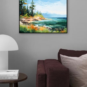 Washington Lake Print From Oil Painting Seattle Forest Lake Artwork ...