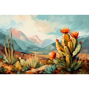Lechuguilla Desert Landscape Arizona Art Print Cacti Wall Art ...
