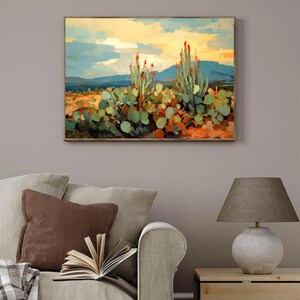 Texas Marfa Print Cactus Desert Landscape Painting Western Texas Decor ...