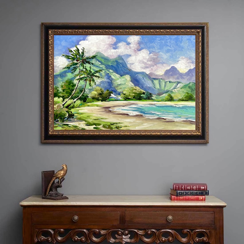 Waikiki Beach Hawaii Painting Hawaiian Landscape Art Print Oahu Beach ...