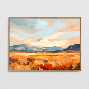 Santa Fe Mountains Painting New Mexico Landscape Abstract Panoramic Art ...