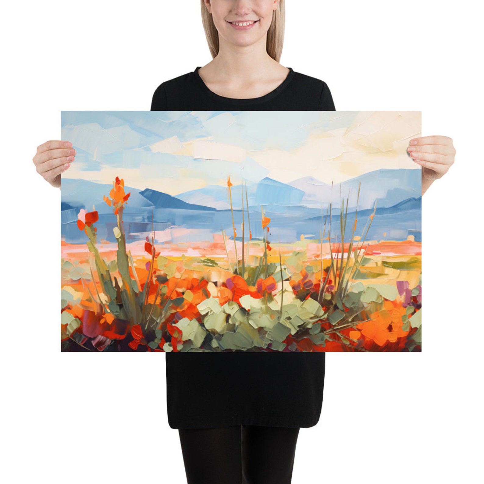 Utah Mountains Painting Strike Valley Overlook Print Abstract Panoramic ...