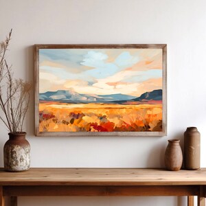 Santa Fe Mountains Painting New Mexico Landscape Abstract Panoramic Art ...