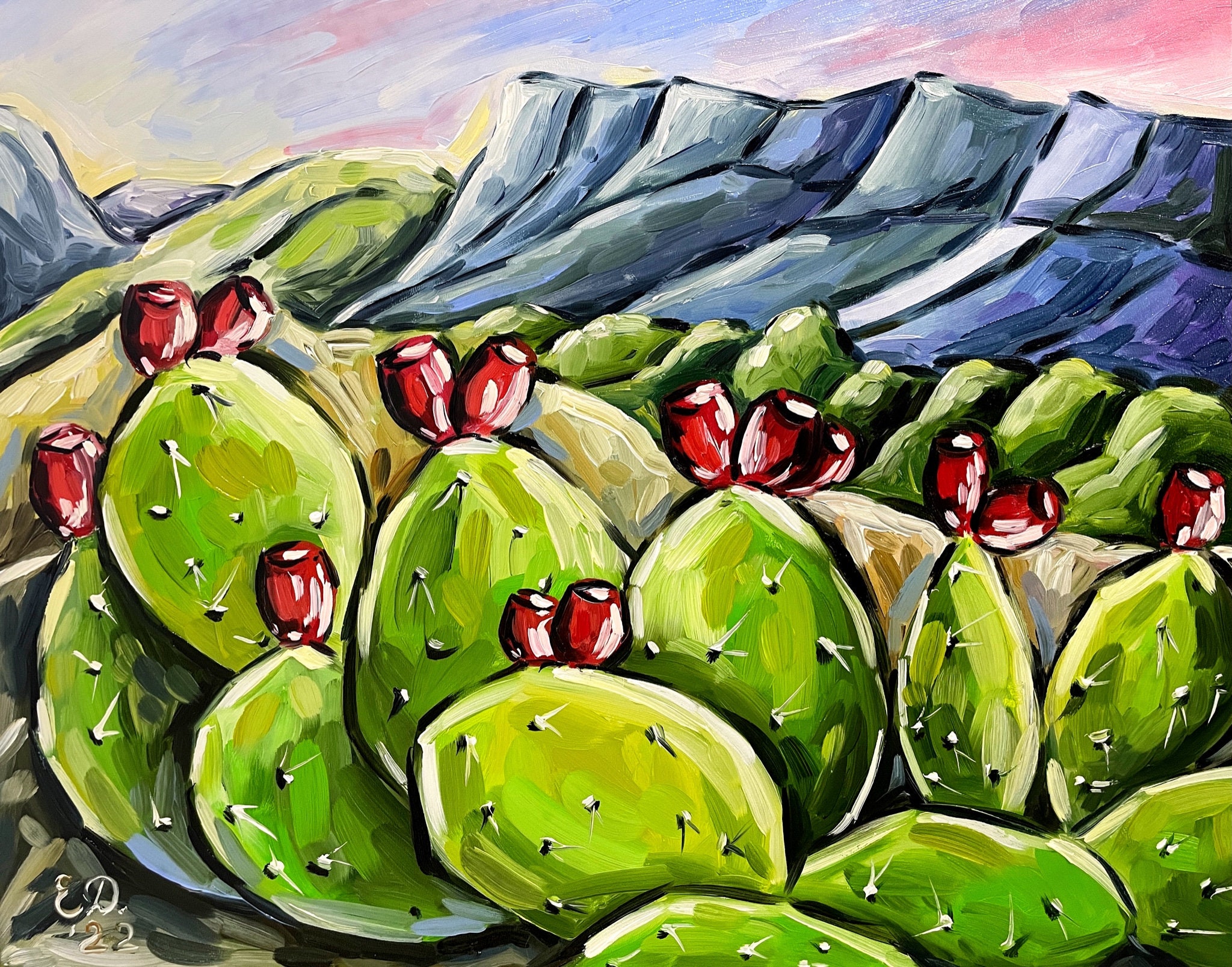 Art & Collectibles Saguaro Cactus Painting Original Art Arizona ...