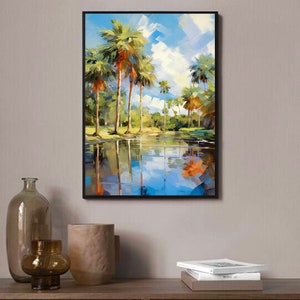Crystal River Painting Florida Art Print Palm Trees Wall Art Three ...