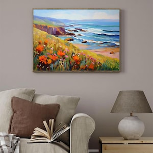 California Beach Flowers Print San Diego Black’s Beach Landscape Poster ...