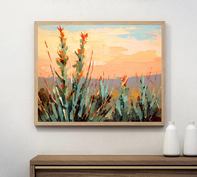 Texas Sunset Painting Desert Travel Poster Big Bend National Park ...