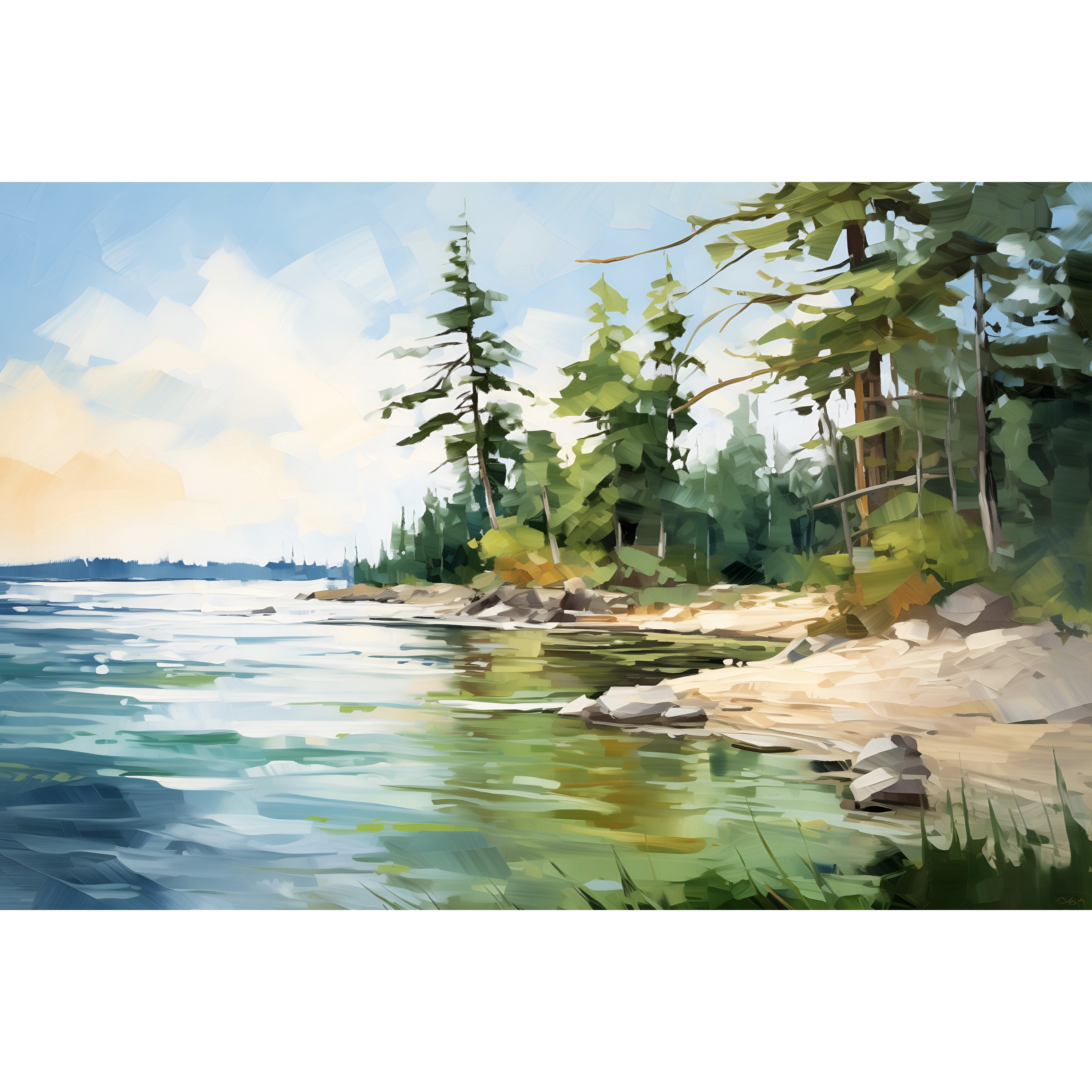 Forest Lake Painting Ohio Art Print Landscape Lake Erie Poster ...