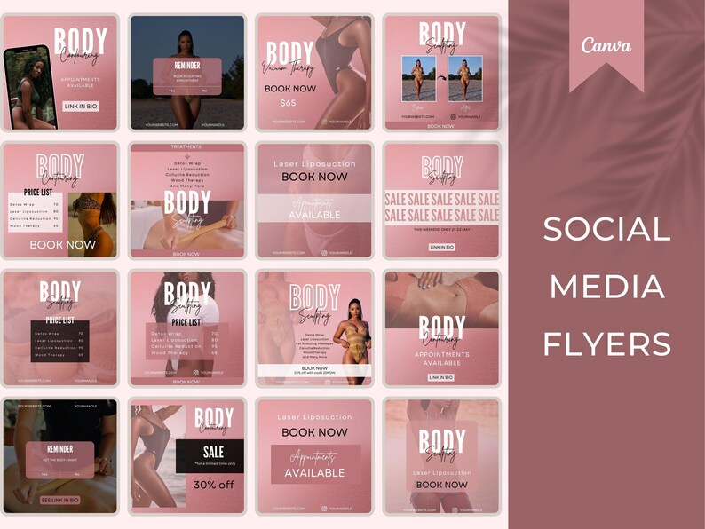 40 Premade Editable Body Contour Flyer Body Sculpting | Etsy