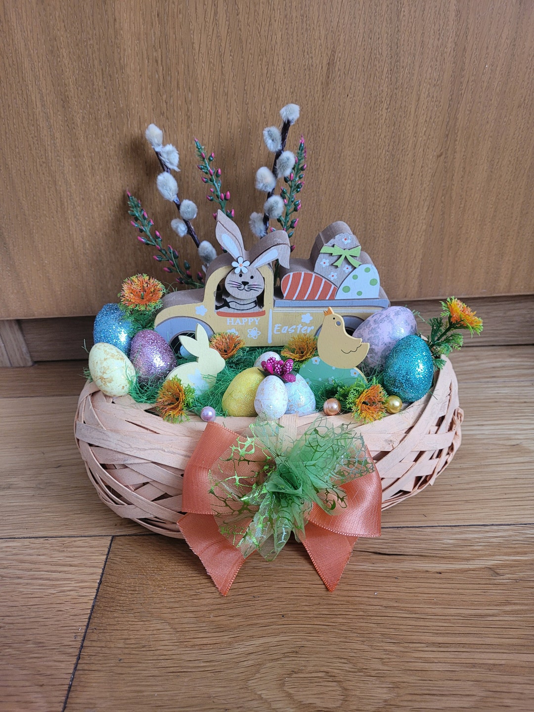 Easter Centrepiece, Easter Wicker Basket Centrepiece, Easter Table ...