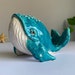 Ceramic Whale Figure in Blue Color. A Stunning Oceanic Masterpiece for ...