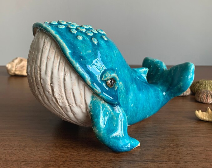 Sculpture of Blue Ceramic Whale, a Figure of a Large Fish for a Gift ...