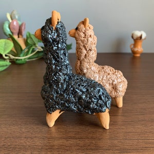 Ceramic Llama Figurines, a Set of Two Llamas Handmade Clay Animals of ...