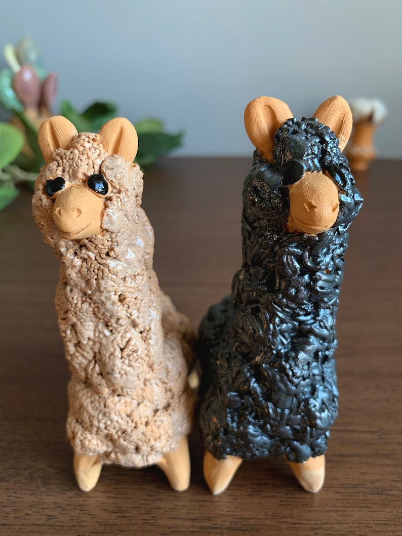 Ceramic Llama Figurines a Set of Two Llamas Handmade Clay - Etsy
