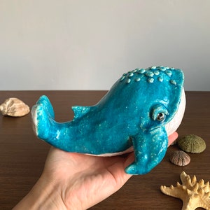 Sculpture of Blue Ceramic Whale a Figure of a Large Fish for - Etsy