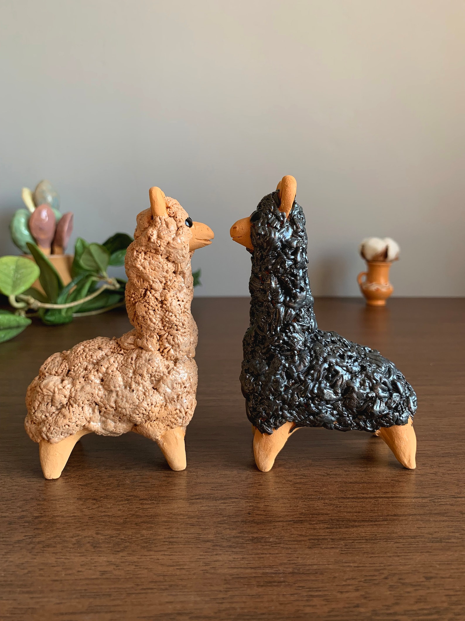 Ceramic Llama Figurines a Set of Two Llamas Handmade Clay - Etsy