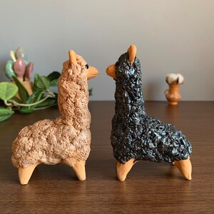 Ceramic Llama Figurines, a Set of Two Llamas Handmade Clay Animals of ...