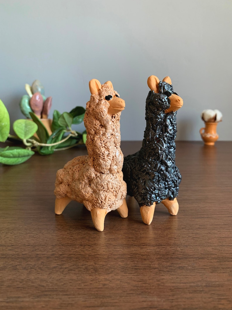Ceramic Llama Figurines a Set of Two Llamas Handmade Clay - Etsy