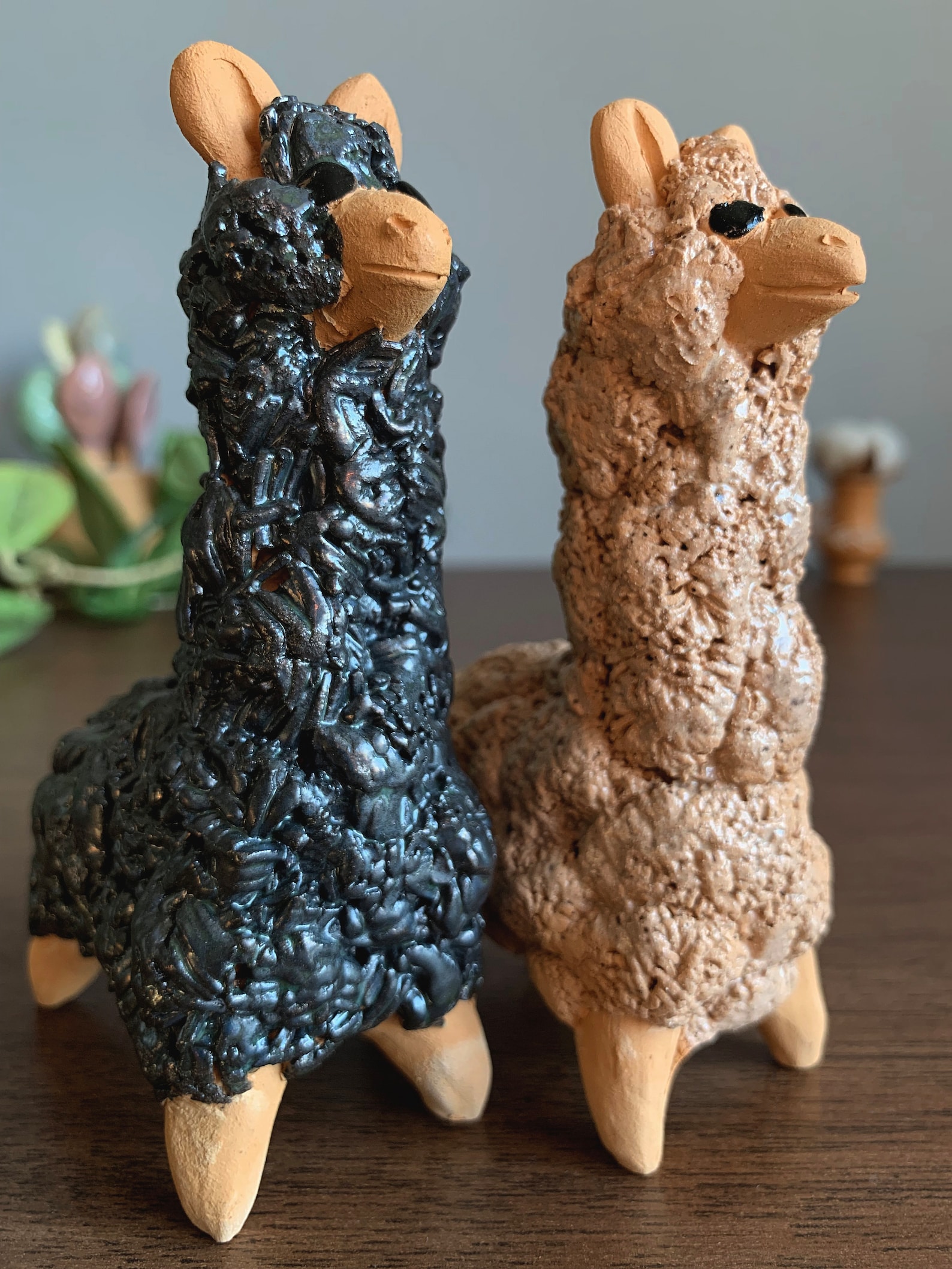 Ceramic Llama Figurines a Set of Two Llamas Handmade Clay - Etsy