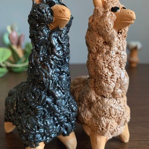 Ceramic Llama Figurines, a Set of Two Llamas Handmade Clay Animals of ...
