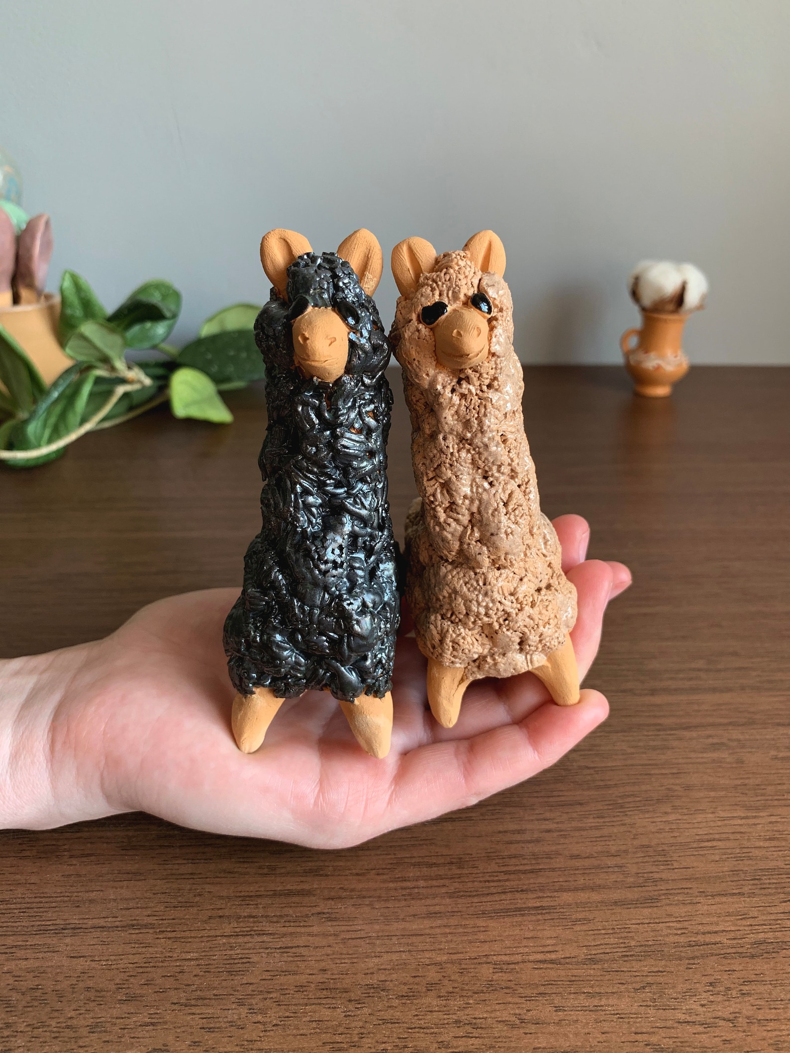 Ceramic Llama Figurines a Set of Two Llamas Handmade Clay - Etsy