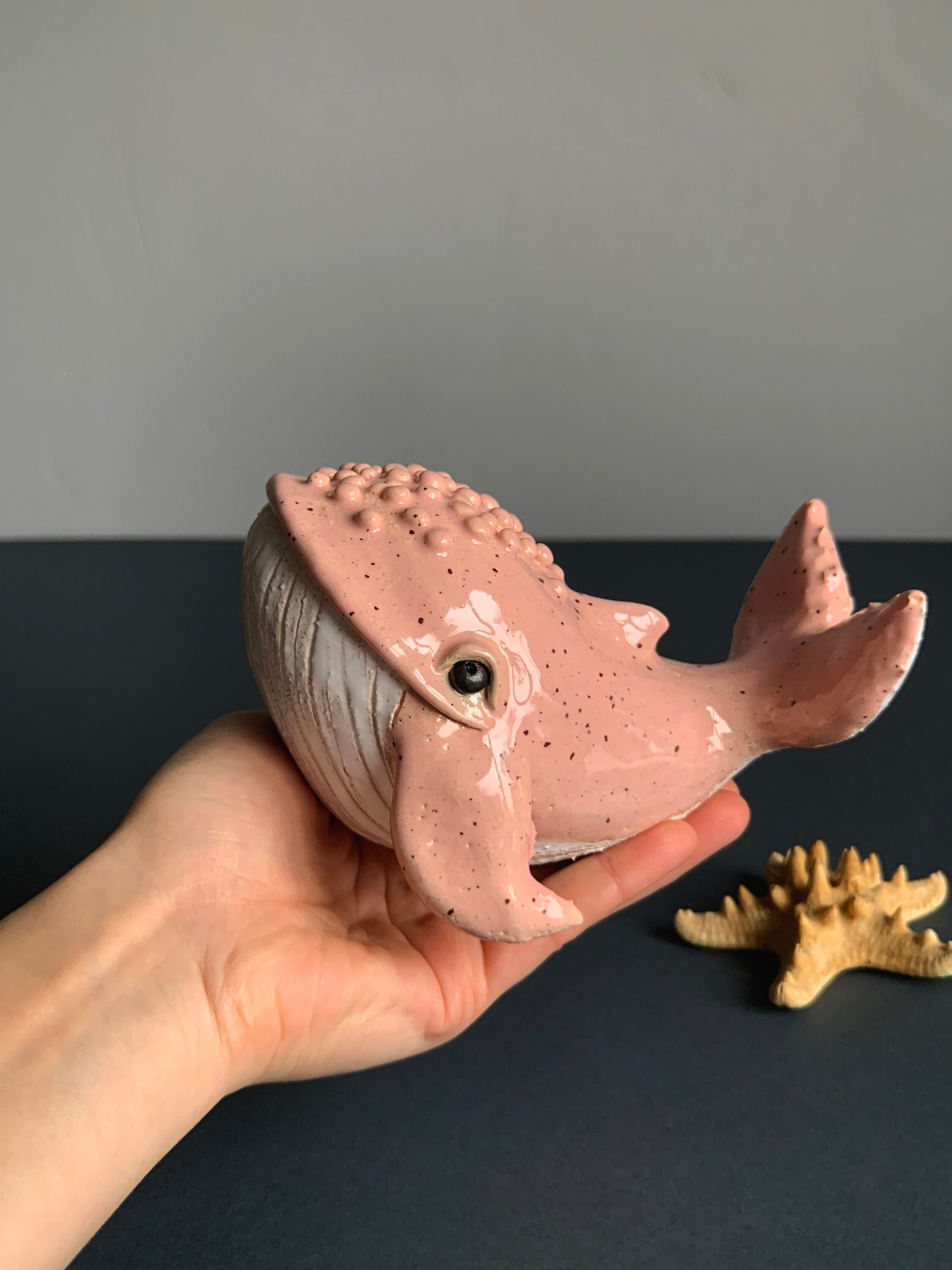 Pink Ceramic Whale Handmade Figurine Large Ocean Fish for Gift - Etsy