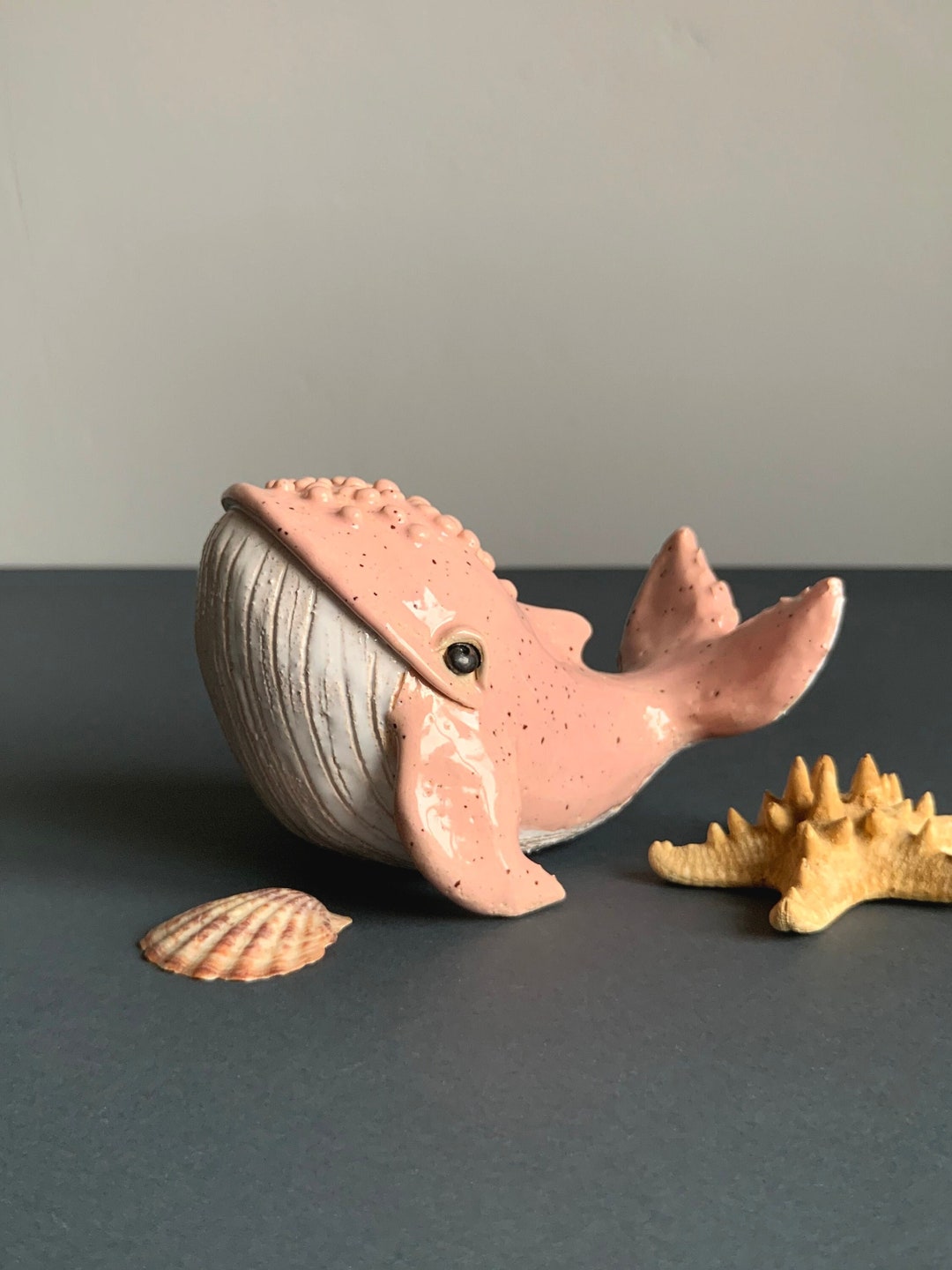 Pink Ceramic Whale Handmade Figurine Large Ocean Fish for Gift - Etsy