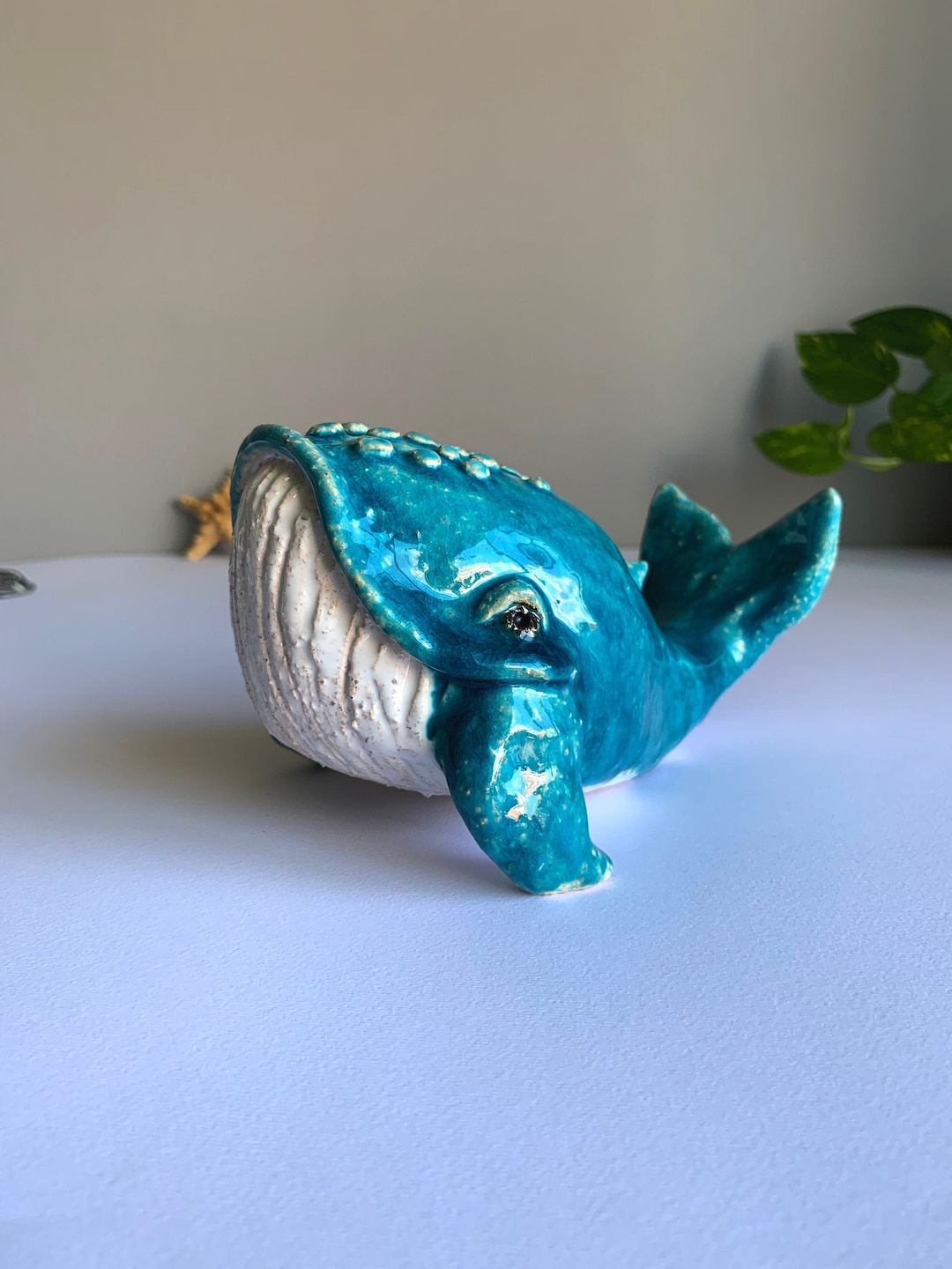 Ceramic Whale Figure in Blue Color. A Stunning Oceanic - Etsy