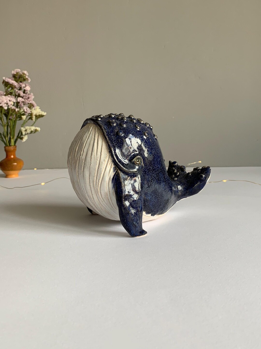 Ceramic Dark Blue Whale - Etsy