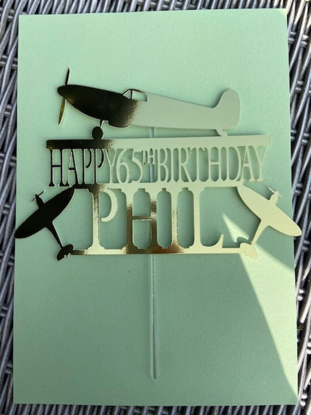 Spitfire Plane Theme Personalised Name Age Happy Birthday Cake Topper ...