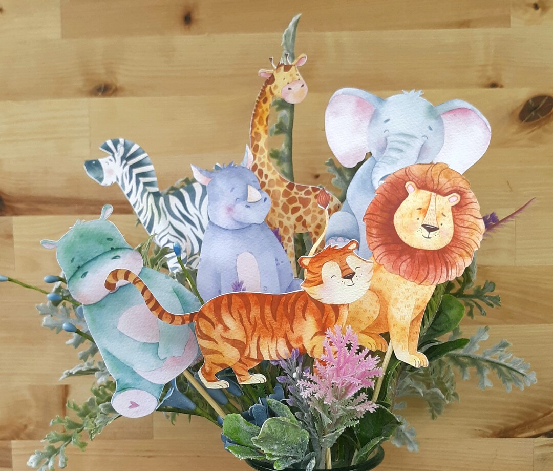 Safari Jungle Animal Centerpiece, Party Decoration, Birthday, Baby ...