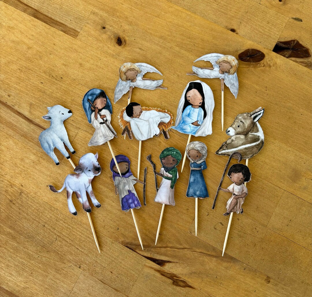 Nativity Scene Cupcake Toppers, Handmade Christmas Picks (set of 12) - Etsy