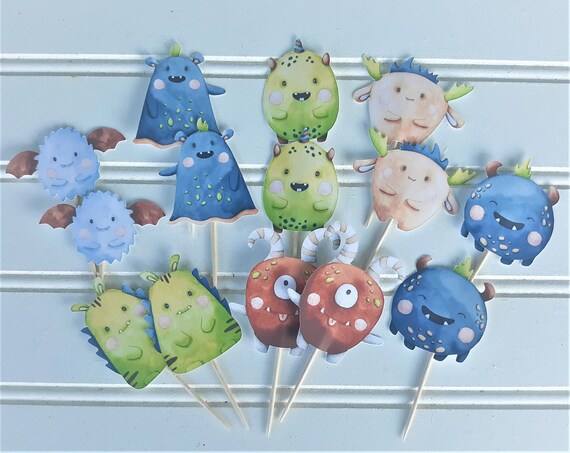 Monster Baby Cupcake Toppers Cake Decorations Birthday - Etsy