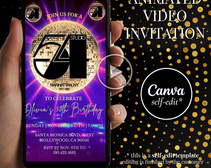 Disco Studio 54 Invitation / 1970s Celebrities / Mirror Ball / Theme ...