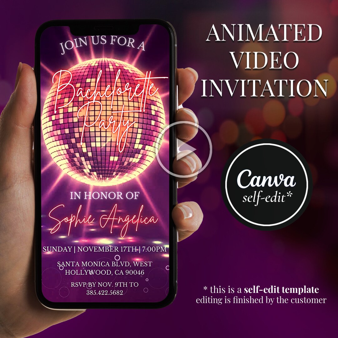 Disco Bachelorette Party Invitation Template, Groovy Retro Disco Invite ...