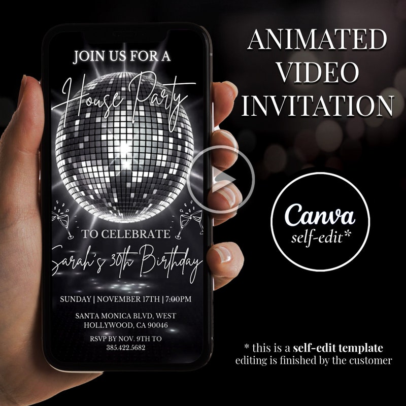 Disco Ball Invitation - Etsy