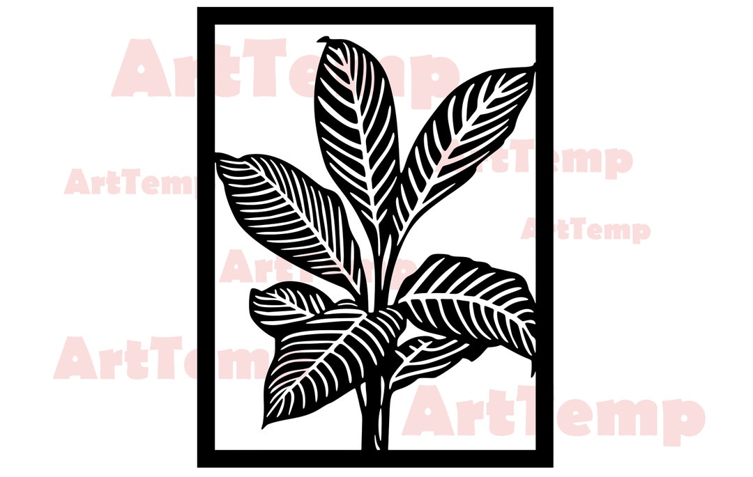 Tropical Leaves DXF Panel, Palm SVG Cut File, Svg for Cricut, Dxf for ...