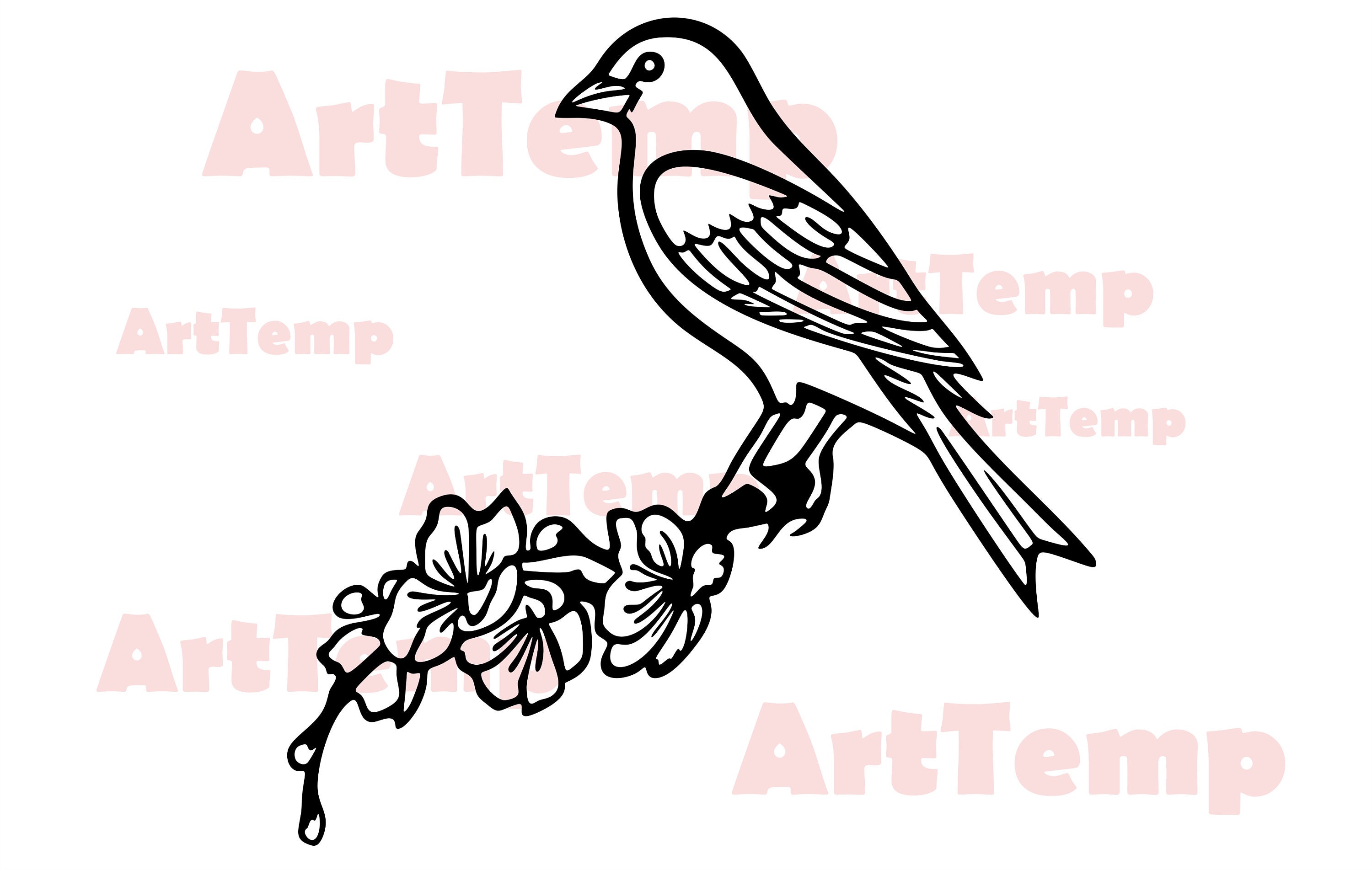 Vogel auf Ast SVG DXF: Laser Cut Datei (Digitaler Download) - Etsy.de