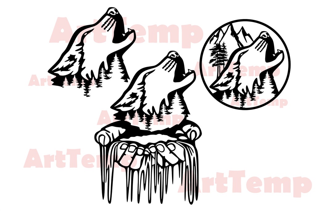 Wolf Scene DXF, Animals SVG Cut File, Svg for Cricut, Dxf for Laser Cnc ...