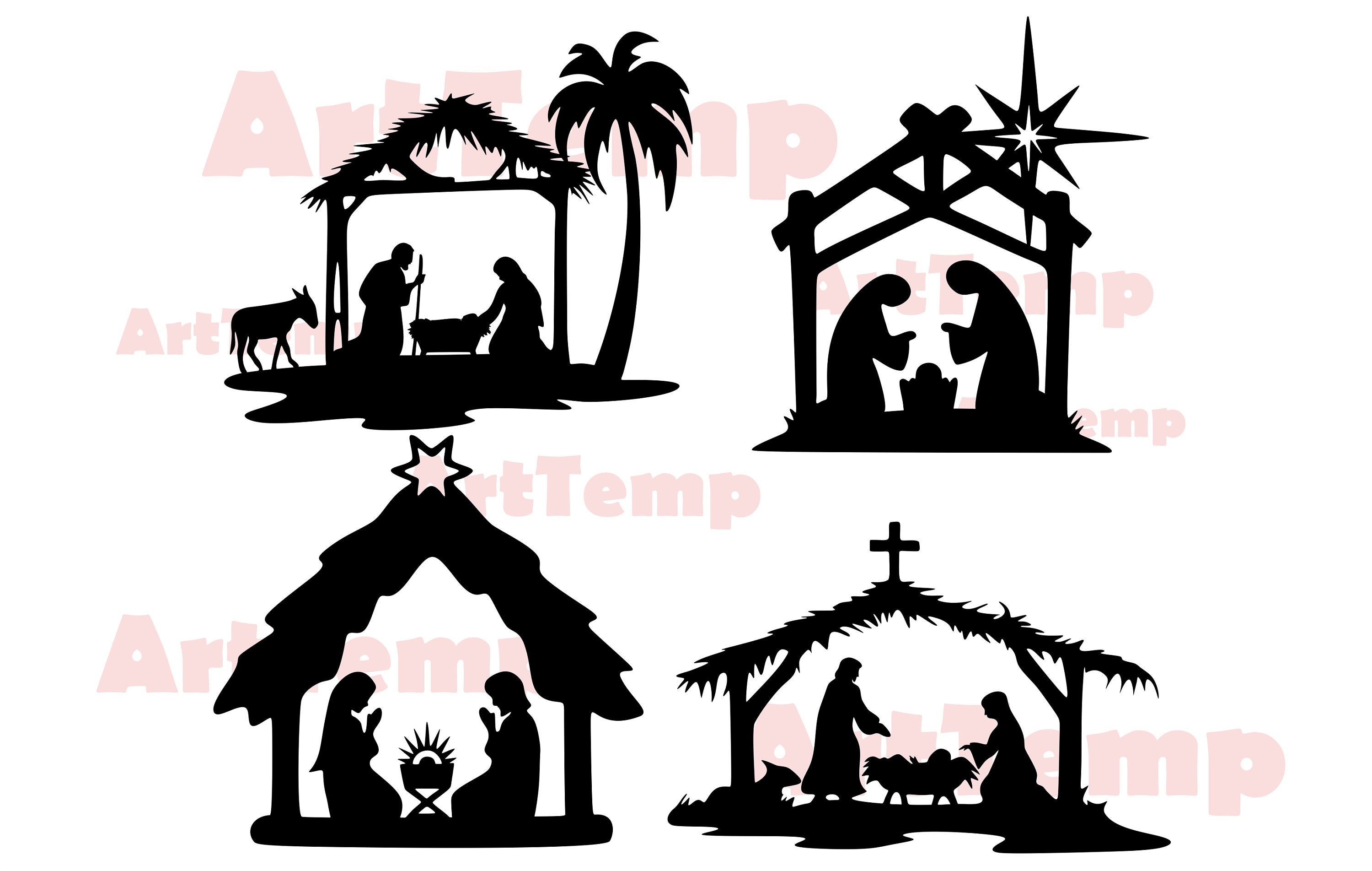 Nativity Scene SVG Christmas cut file Nativity wood laser | Etsy