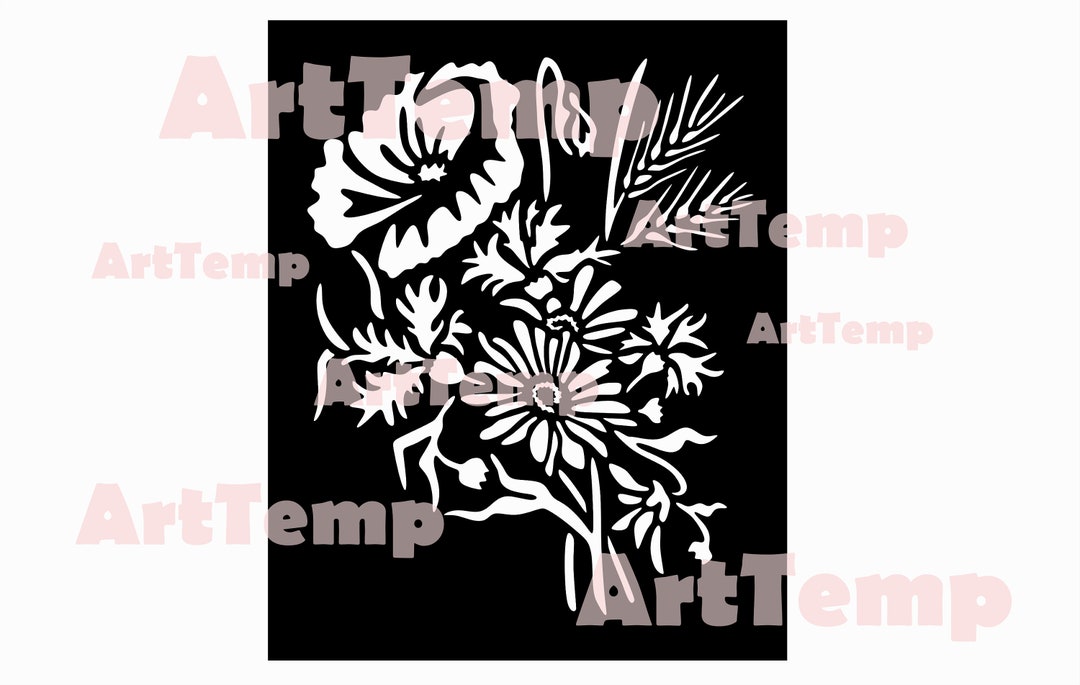 Panel Field Bouquet DXF, Tree Privacy Screen Cut File, Svg for Cricut ...