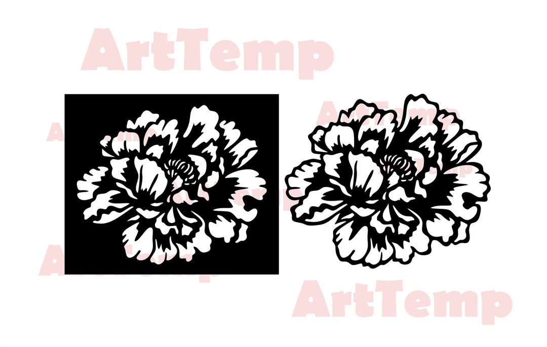 Peony Flower SVG DXF: Laser Cut File, Cricut, Papercut (digital ...
