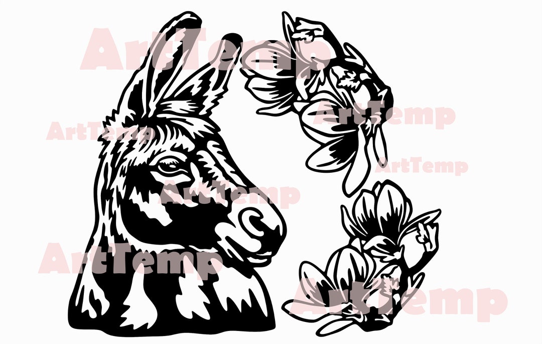 Donkey SVG, Farm Animal DXF Cut File, Svg for Cricut, Dxf for Laser Cnc ...
