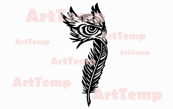 Hibou sur une plume svg Plume svg dxf pour plasma Oiseau - Etsy France