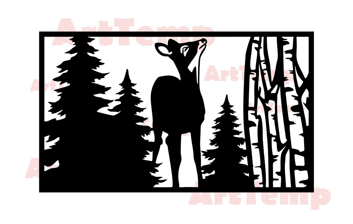 Deer Scene DXF Animals SVG Cut File Svg for Cricut Dxf for - Etsy