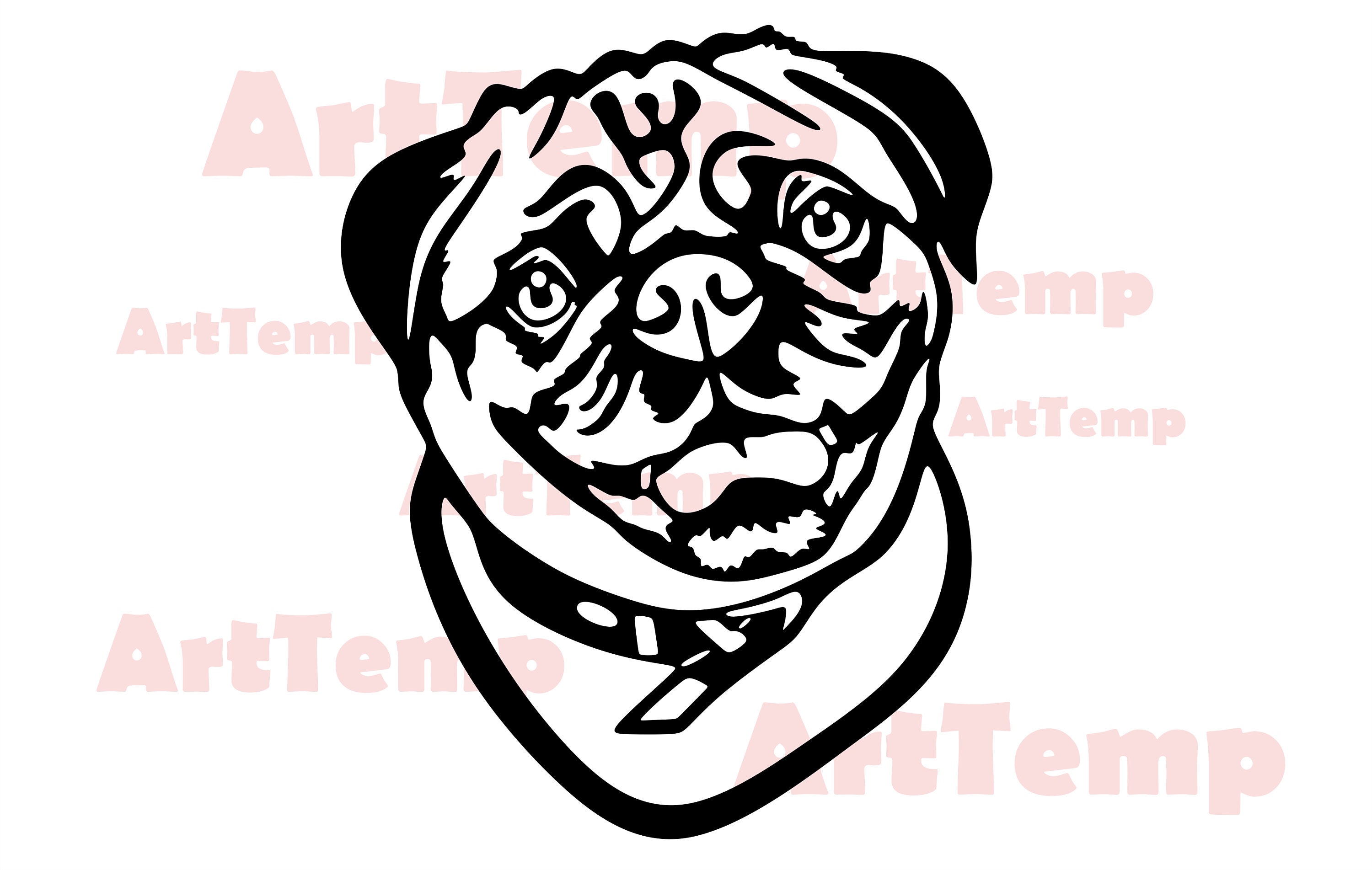 Pug SVG, Dog Dxf Cut File, Pet Svg for Cricut, Dxf for Laser Cnc, Pug ...