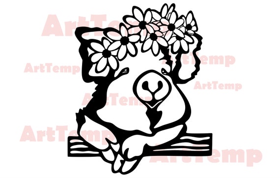 Pig in a Wreath SVG Farm Animal DXF Cut File Svg for Cricut - Etsy