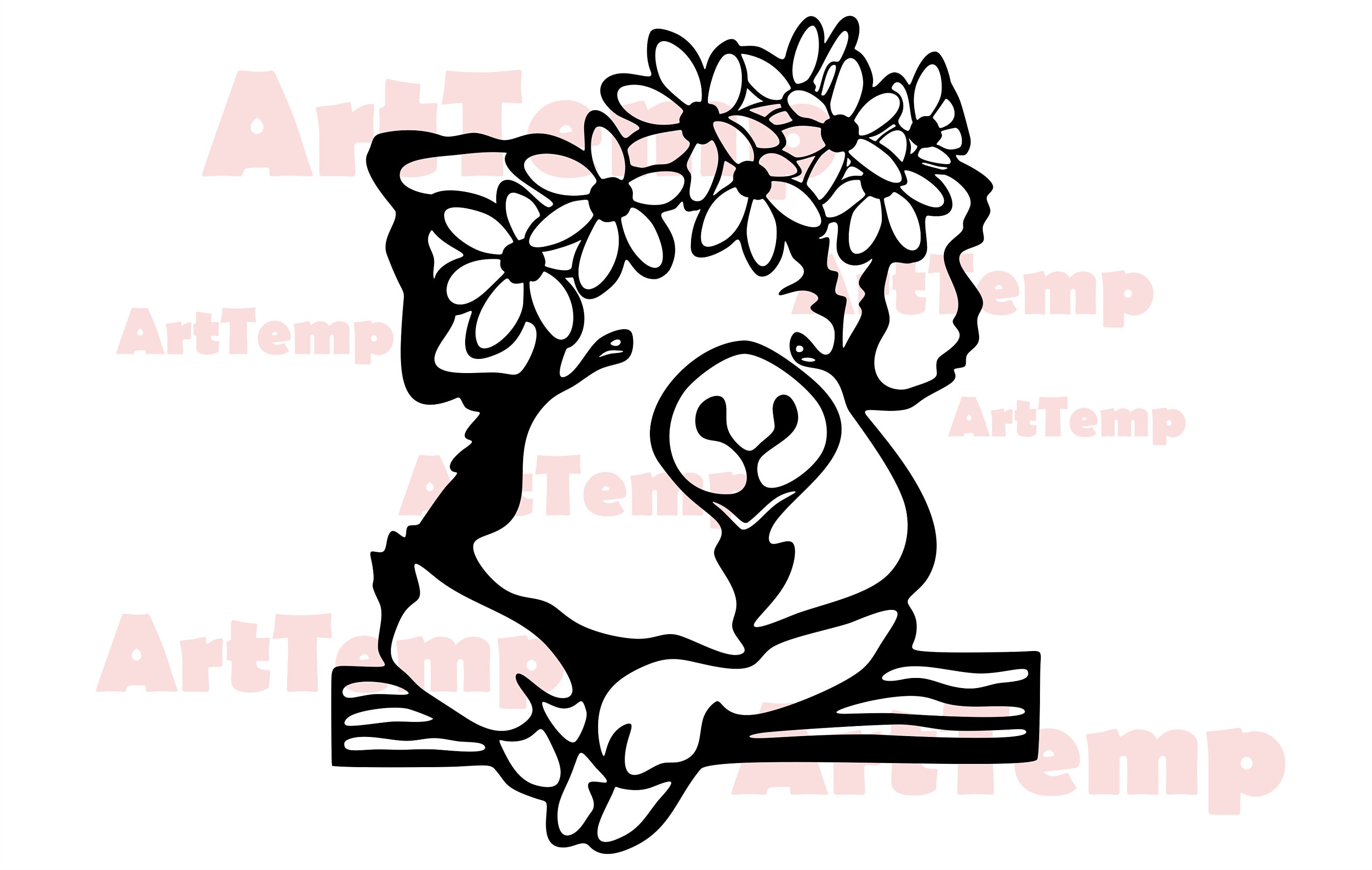 Cochon dans une couronne SVG, fichier de coupe animal de ferme DXF, svg ...
