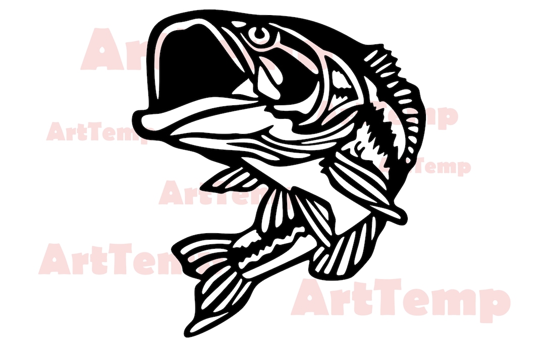 Bass Fish SVG, Fish DXF Cut File, Svg for Cricut, Dxf for Laser Cnc ...