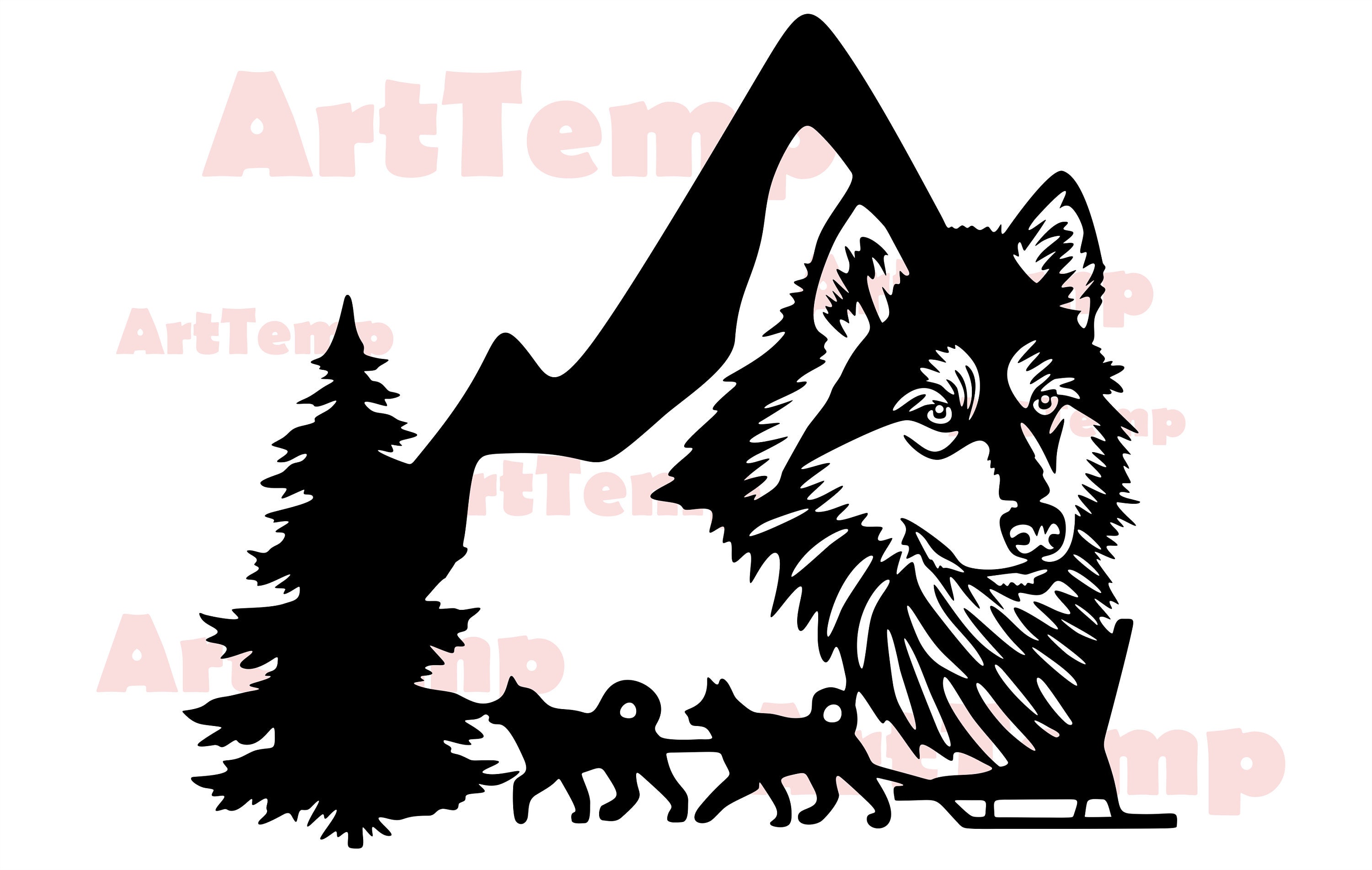 Husky DXF Dog Scene SVG Cut File Svg for Cricut Dxf for | Etsy